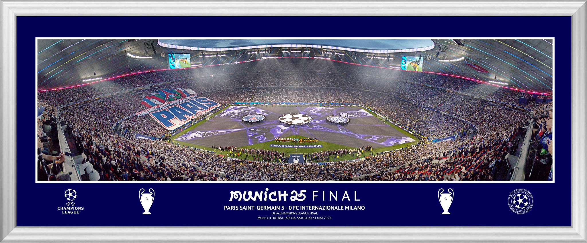 2025 UEFA Champions League Final Munich 20" Framed Panoramic Visual Li ...