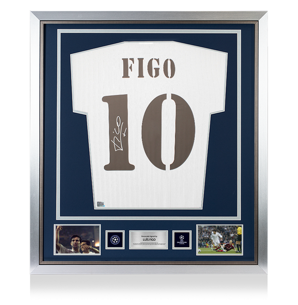 Luis Figo Official UEFA Champions League Back Signed and Framed Real M ...
