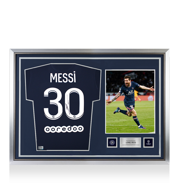 Lionel Messi Official UEFA Champions League Back Signed and Hero Frame ...