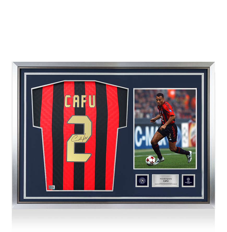 Cafu Official UEFA Champions League Back Signed and Hero Framed AC Mil ...