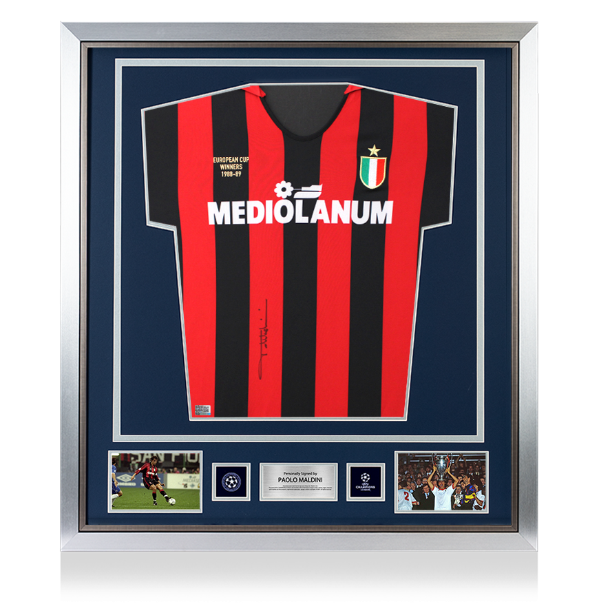 Paolo Maldini Official UEFA Champions League Front Signed and Framed A ...