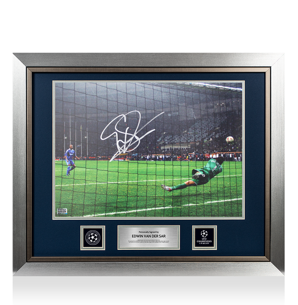 Edwin van der Sar Official UEFA Champions League Signed and Framed Man ...