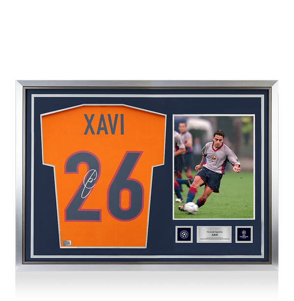 Xavi Official UEFA Champions League Back Signed and Hero Framed FC Bar ...