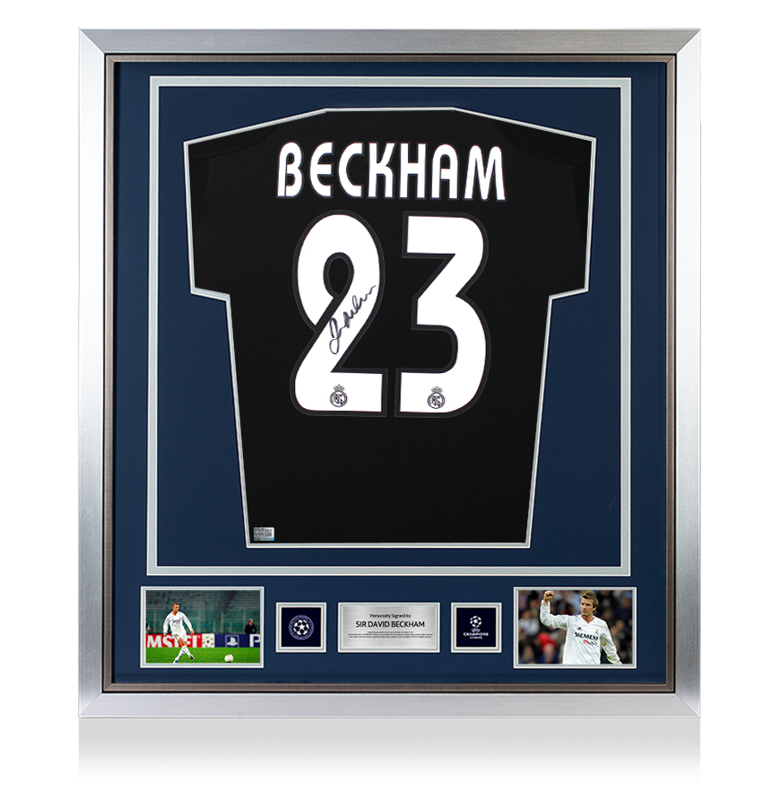 David Beckham Official UEFA Champions League Back Signed and Framed Re - UEFA Club Competitions ...