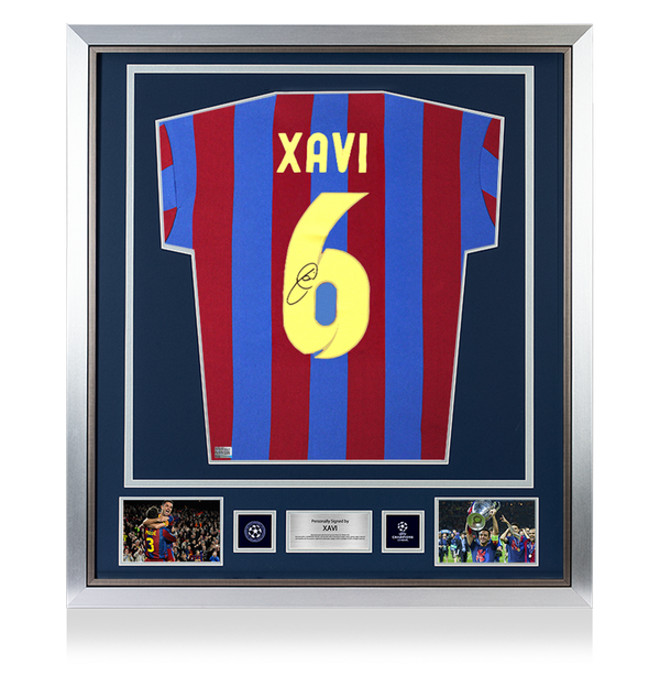 Xavi Official UEFA Champions League Back Signed and Framed FC Barcelon ...