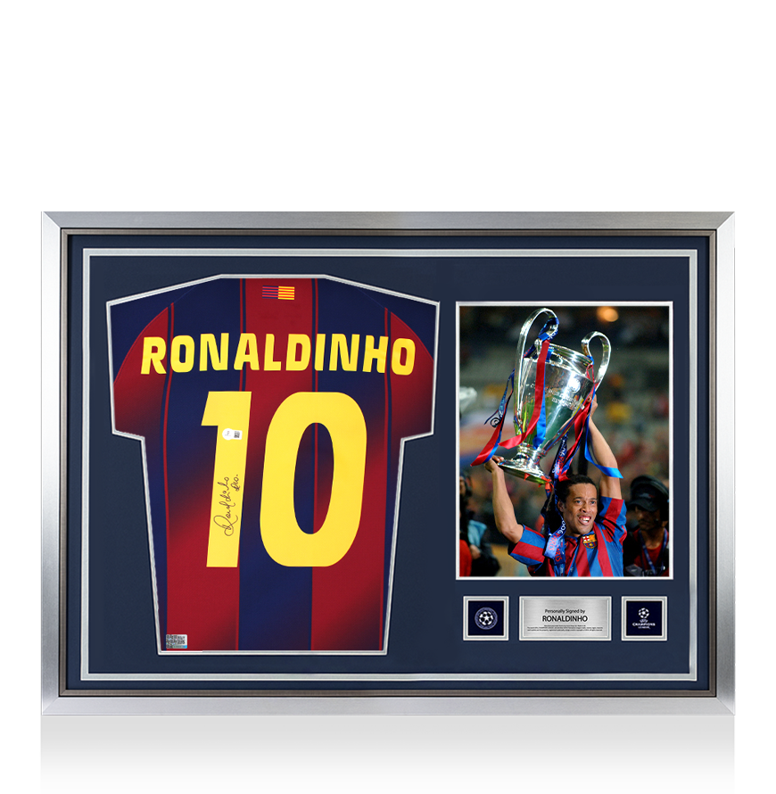 Ronaldinho Official UEFA Champions League Back Signed and Hero Framed ...