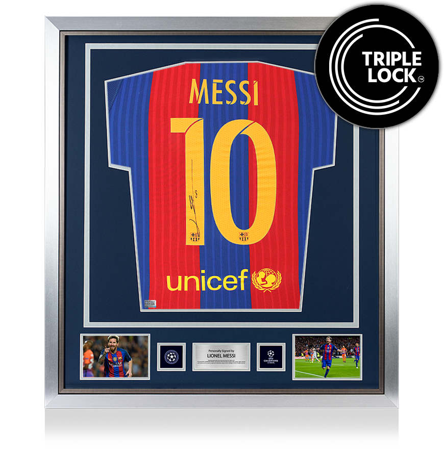 Lionel Messi Official UEFA Champions League Back Signed and Framed FC ...