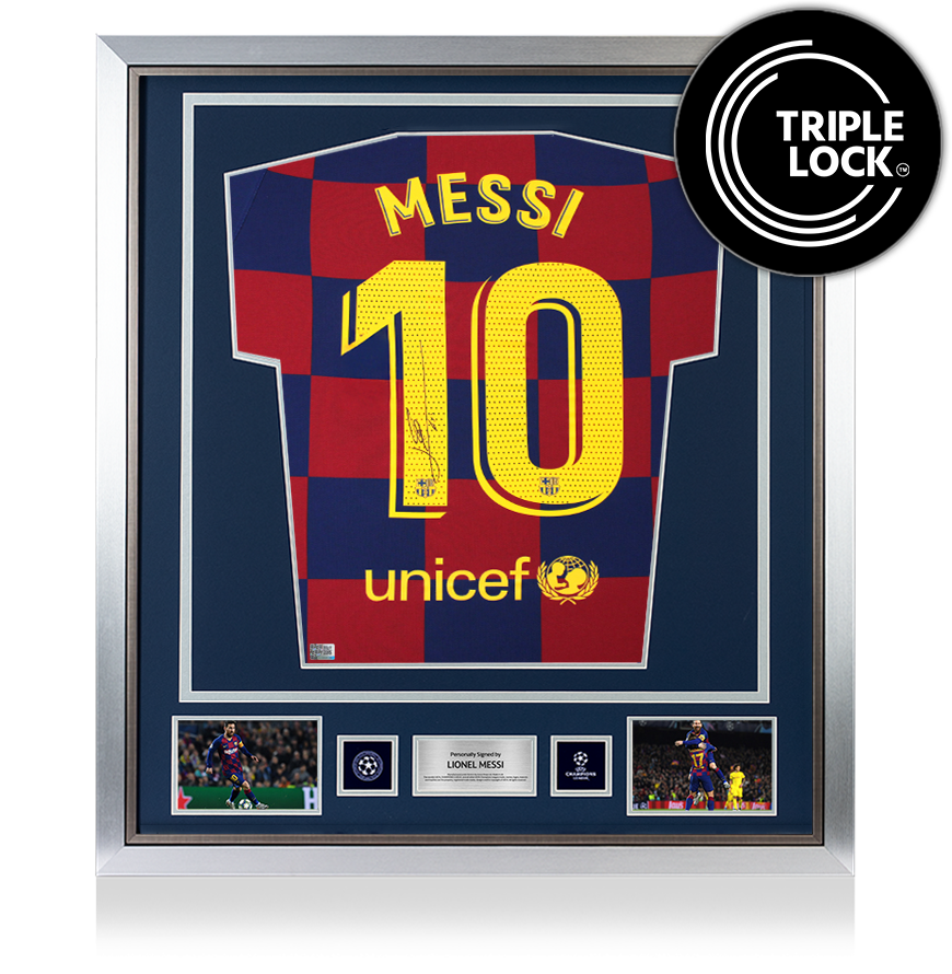 Lionel Messi Official UEFA Champions League Back Signed and Framed FC ...