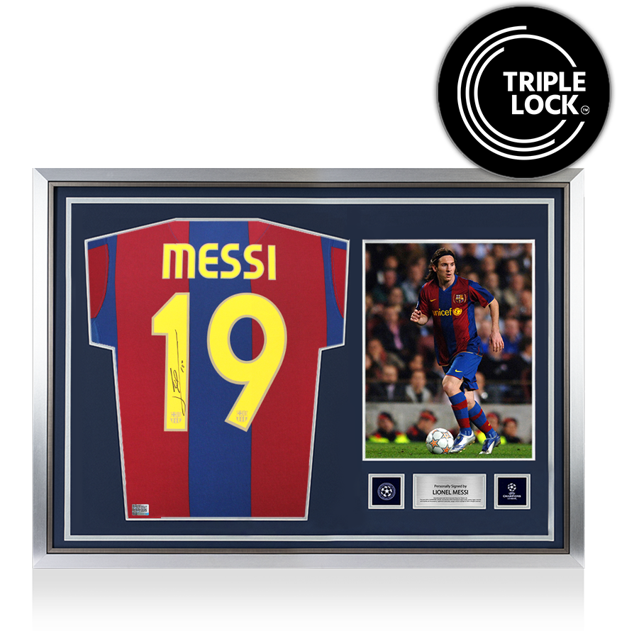 Lionel Messi Official UEFA Champions League Back Signed and Hero Frame ...