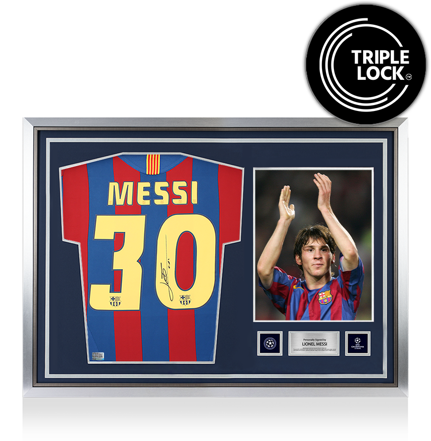 Lionel Messi Official UEFA Champions League Back Signed and Hero Frame ...
