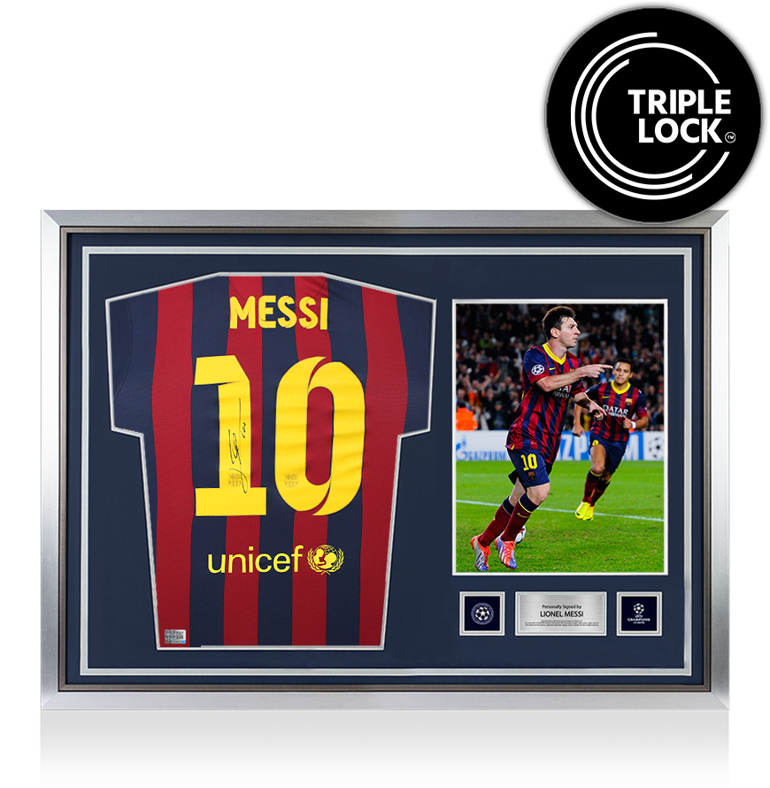 Lionel Messi Official UEFA Champions League Back Signed and Hero Frame ...
