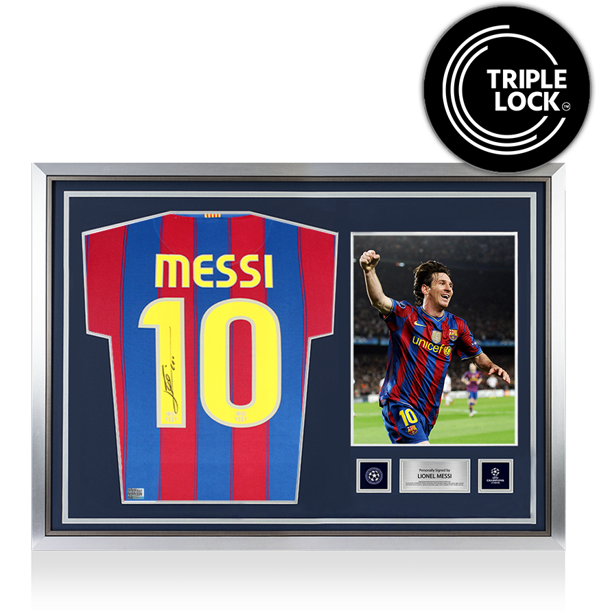 Lionel Messi Official UEFA Champions League Back Signed and Hero Frame ...